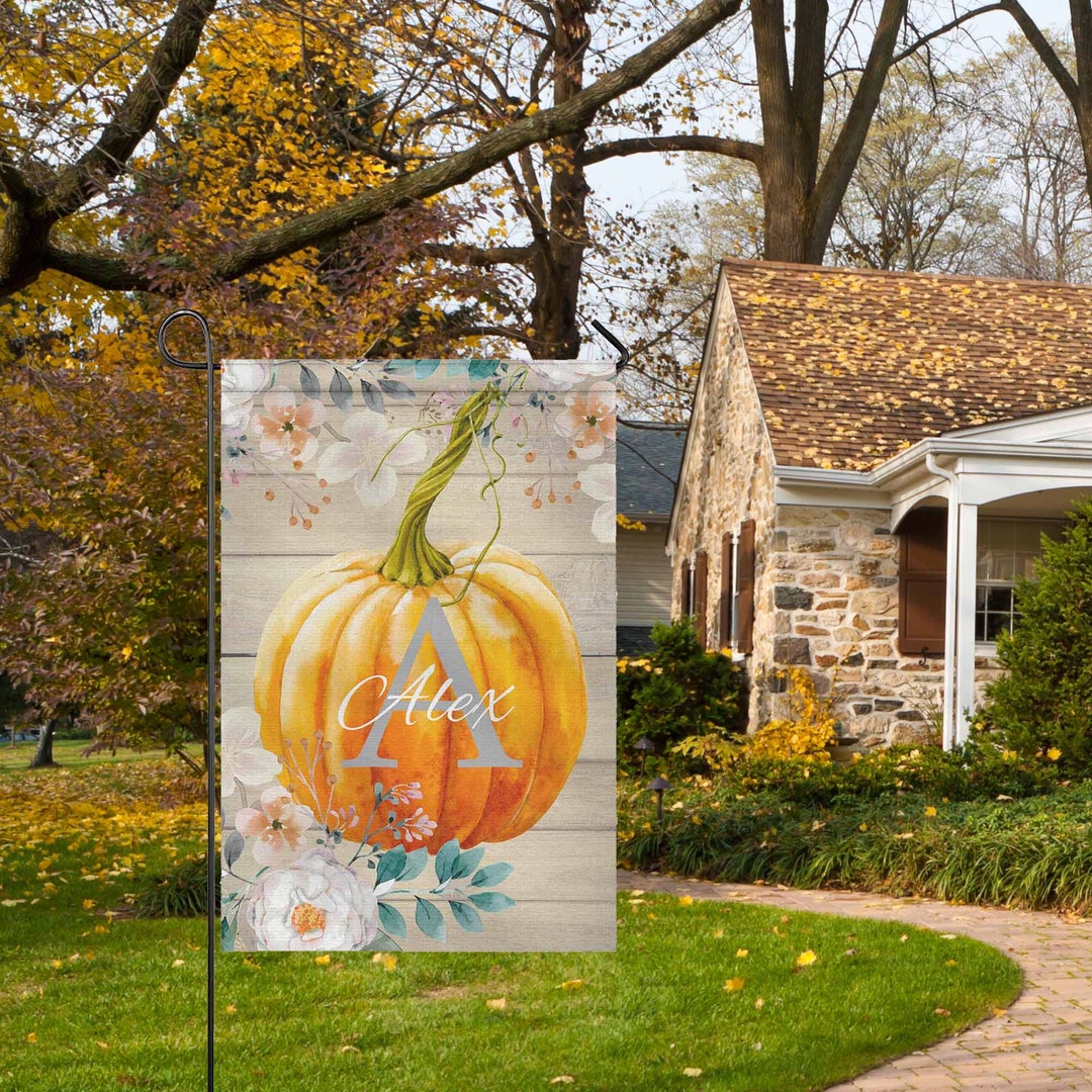 Custom Fall Garden Flag, Thanksgiving Garden Flag, Pumpkin Garden Flag ...