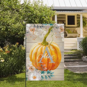 Custom Fall Garden Flag, Thanksgiving Garden Flag, Pumpkin Garden Flag, House Fall Garden ...