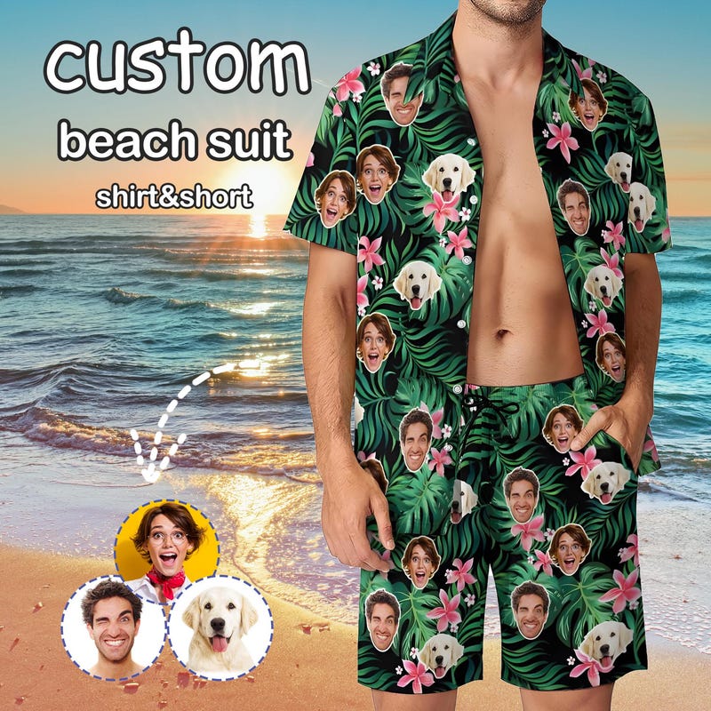Custom Beach Shorts Set - Etsy