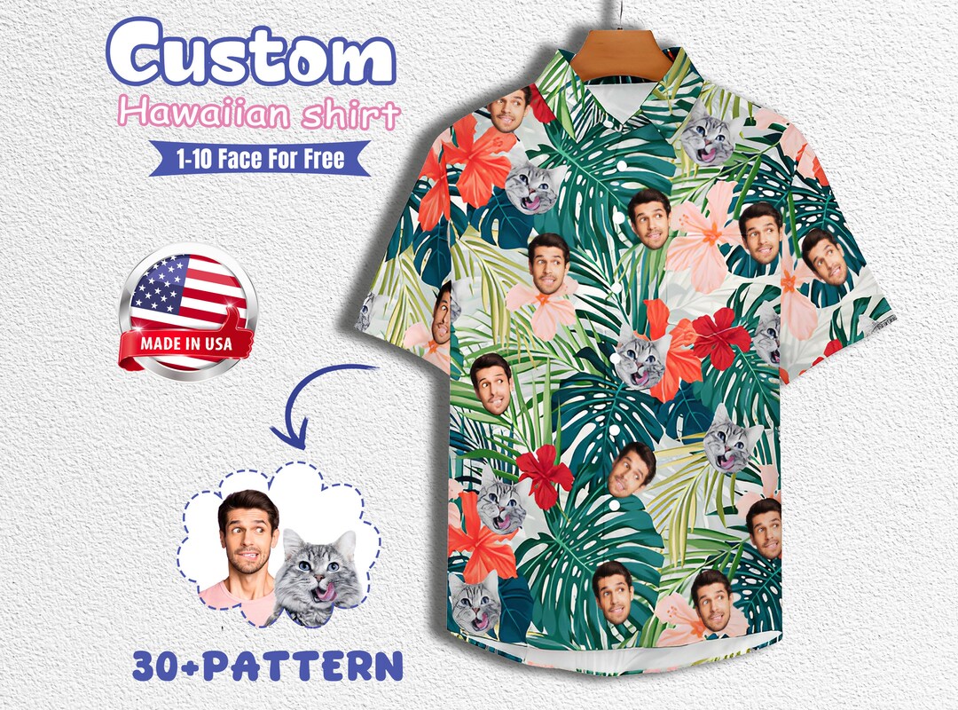 Custom Men's Hawaiian Face Shirts, Custom Summer Party Shirts With ...