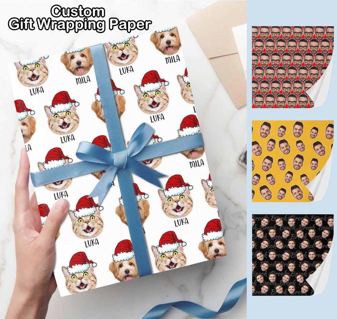 Custom Face Wrapping Paper With Photo Personalized Christmas Gift ...