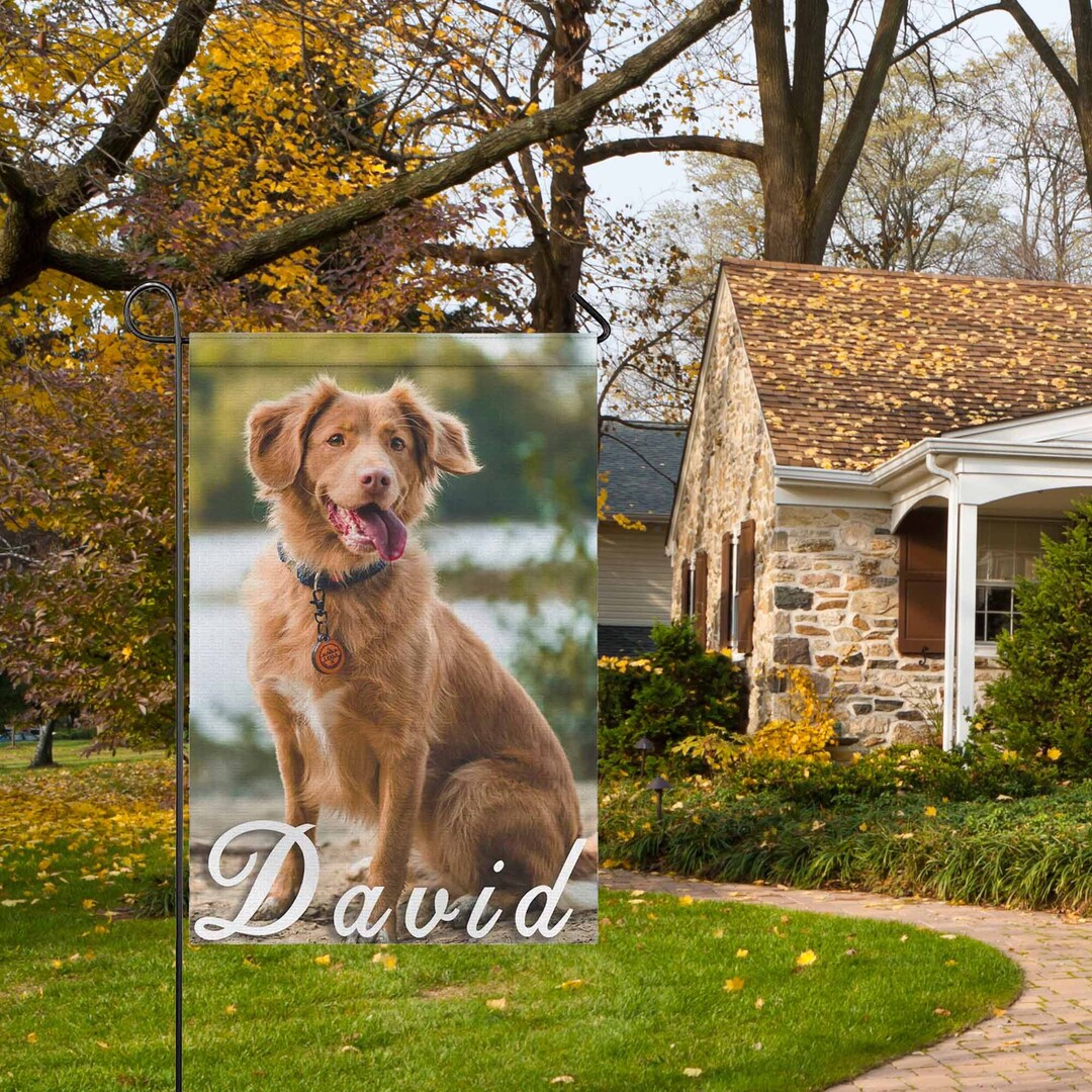 Dog Welcome Flag, Pet Photo Garden Flags, Family Garden Flag W Name ...