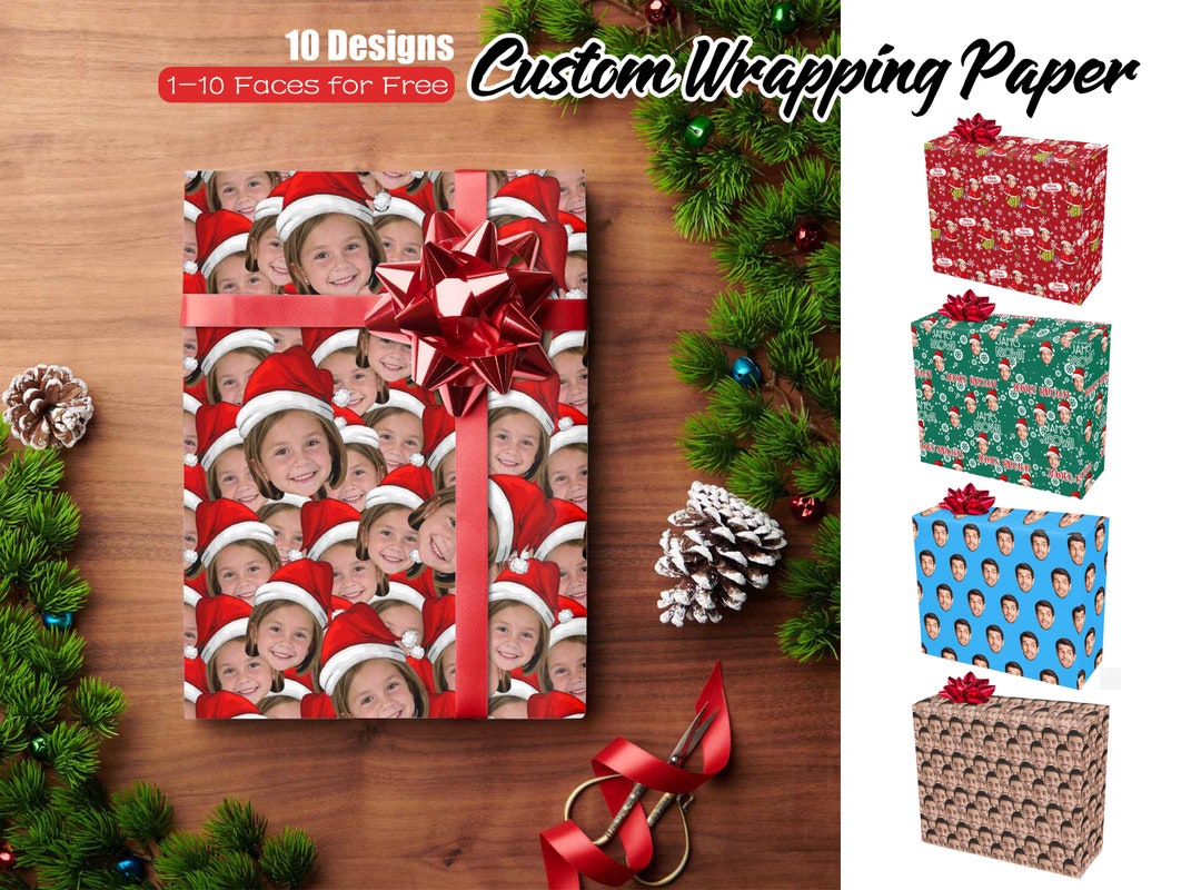 Custom Face Wrapping Paper With Photo Personalized Christmas Gift ...