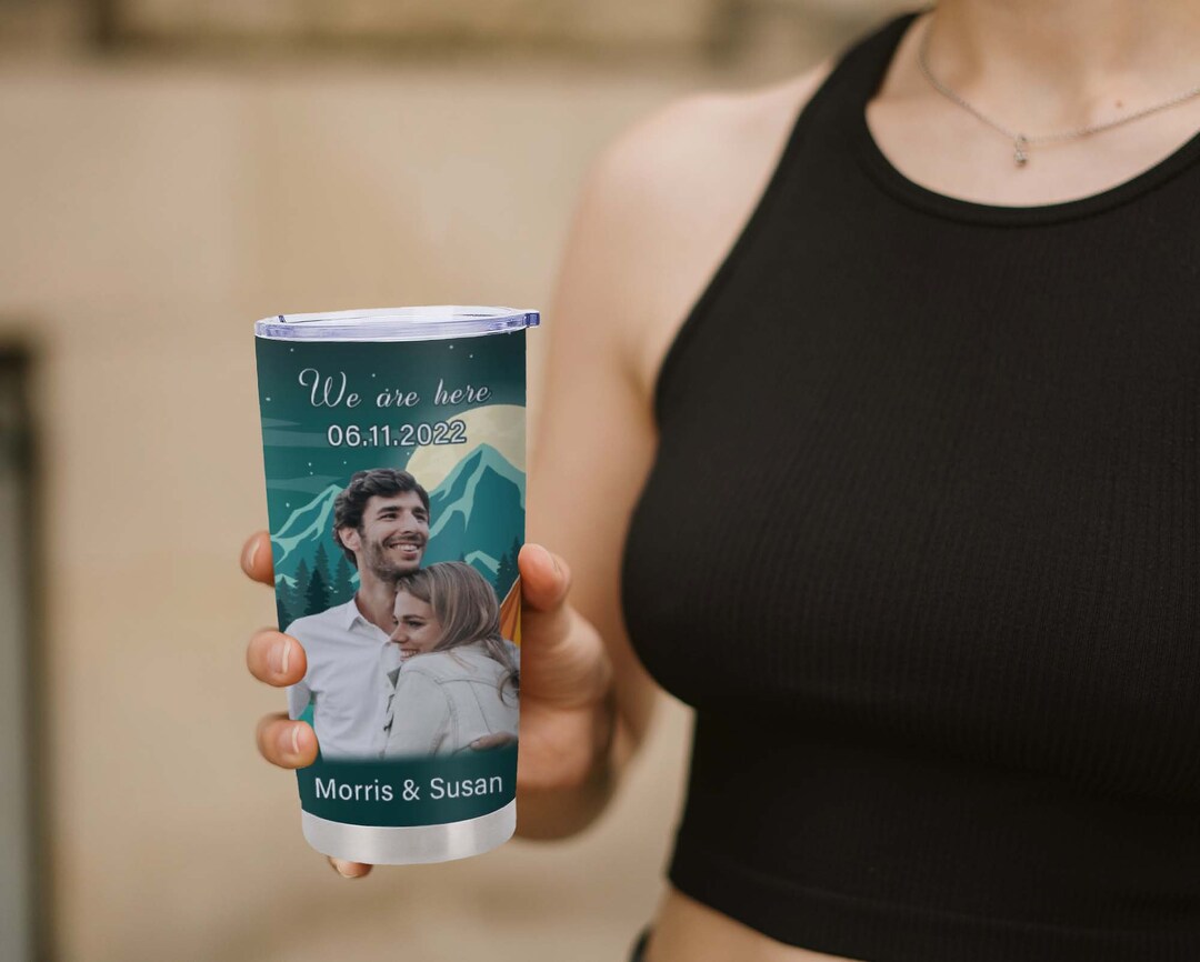 Custom Car Mug With Name, Couple Photo Travel Mug, Car Interior Decor ...