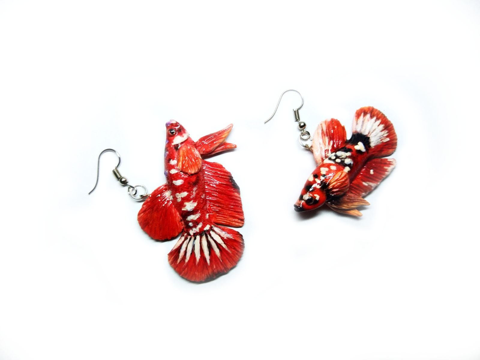 Custom Betta Fish Earrings Pendant Set Handmade Polymer Clay - Etsy
