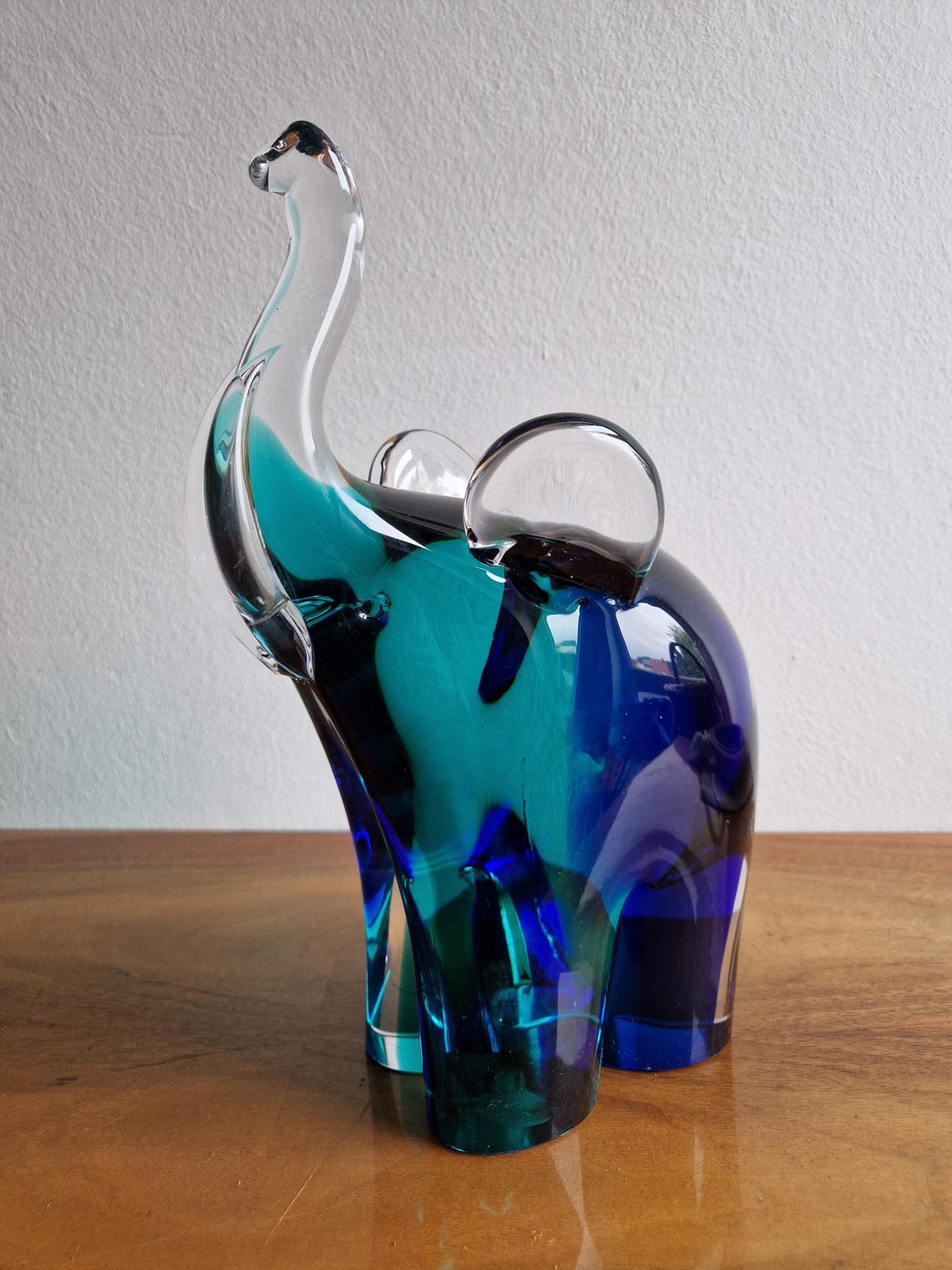Vintage Murano Glass Elephant by V. Nason – Blue & Green Sommerso Art Glass Figurine, 1980s ...