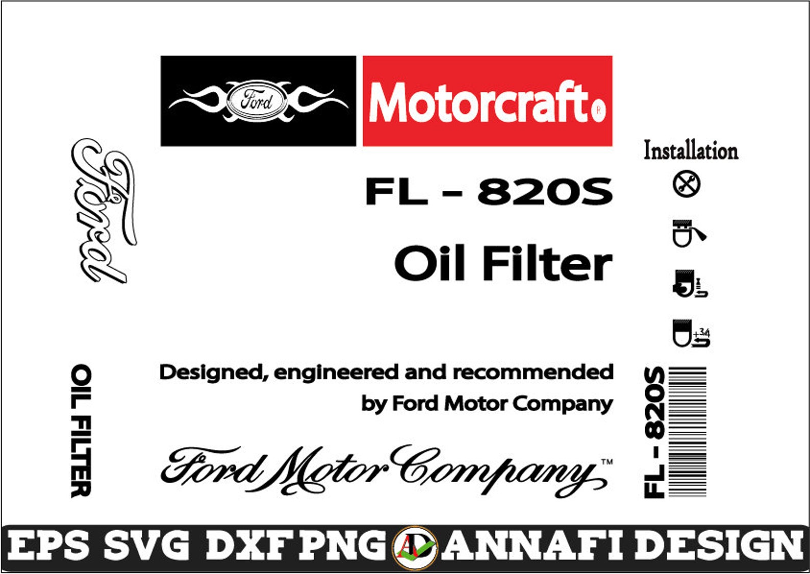 Ford Motorcraft Oil Filter Label SVG Vector Cri cut file | Etsy