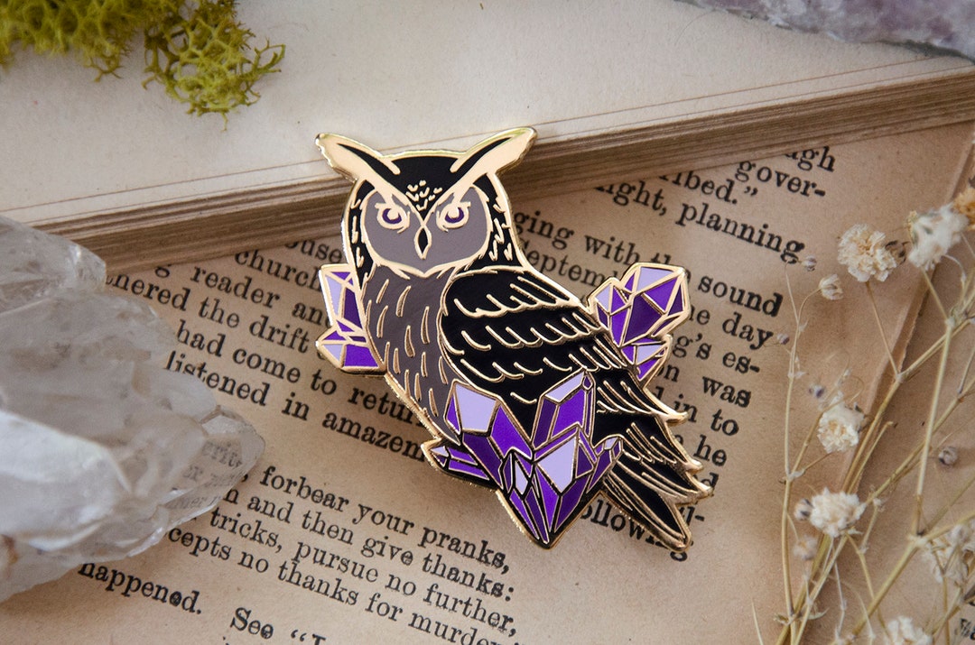 Amethyst Owl Enamel Pin - Etsy
