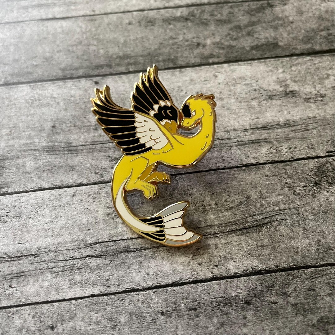 LE Gold Finch Dragon Enamel Pin | Hard Enamel 2" Song Bird Mythical ...