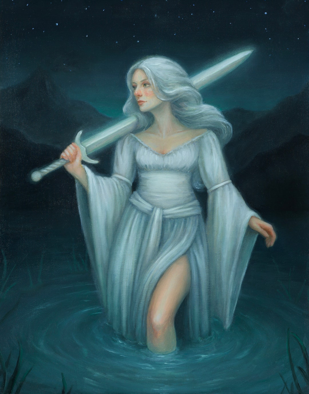 Original Oil Painting "lady of the Lake" 11x14" Artwork Arthurian ...
