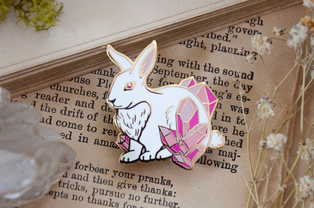 Rose Quartz Rabbit Enamel Pin - Etsy