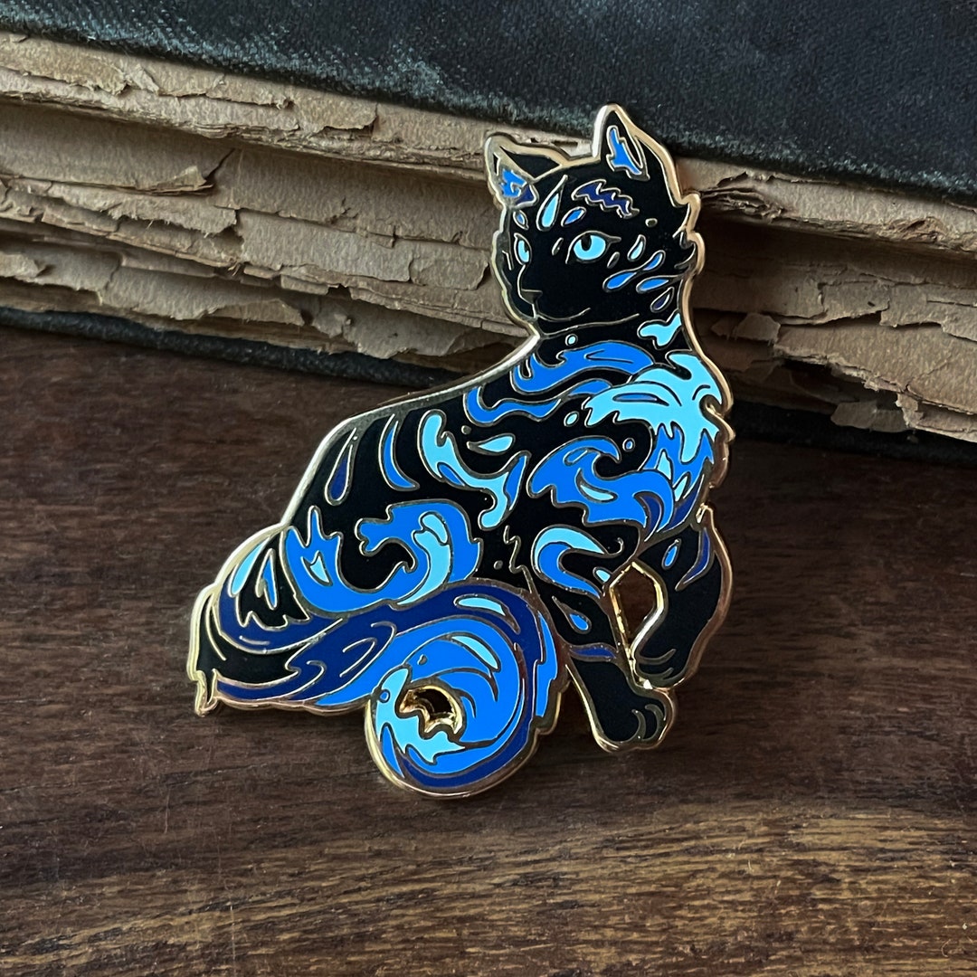 Elemental Cats Enamel Pin - Water Cat | Gold Plated Collectible Pin - Etsy