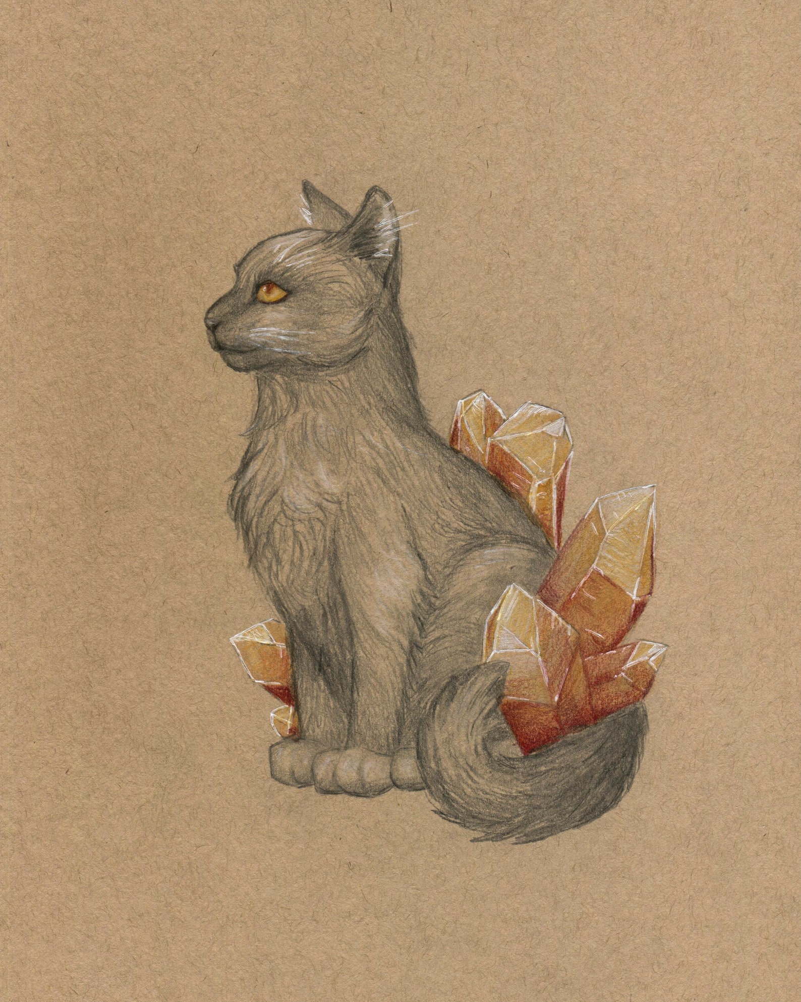 Carnelian Crystal Cat Enamel Pin - Etsy