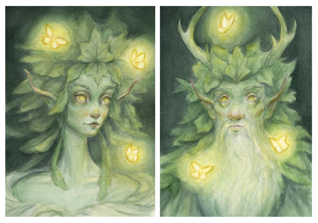 Art Print of Watercolor Paintings "faerie King" and "faerie Queen" 5x7 ...