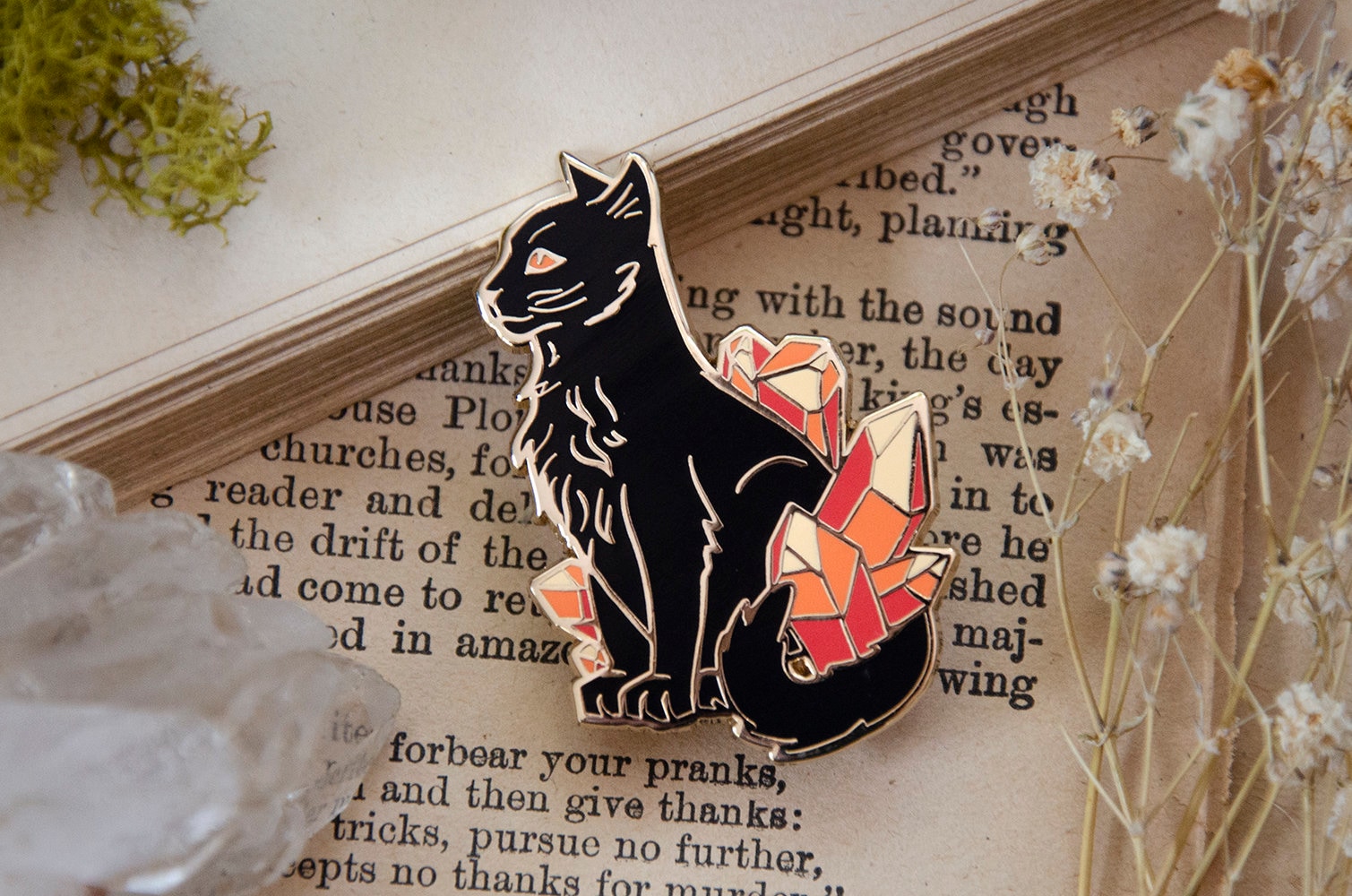 Carnelian Crystal Cat Enamel Pin - Etsy