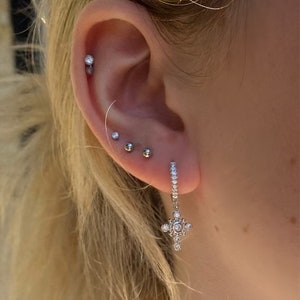 Bedazzled Cross Huggies 925 Sterling Silver - Etsy