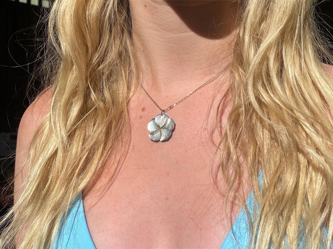 Hibiscus Shell Charm Necklace - Etsy