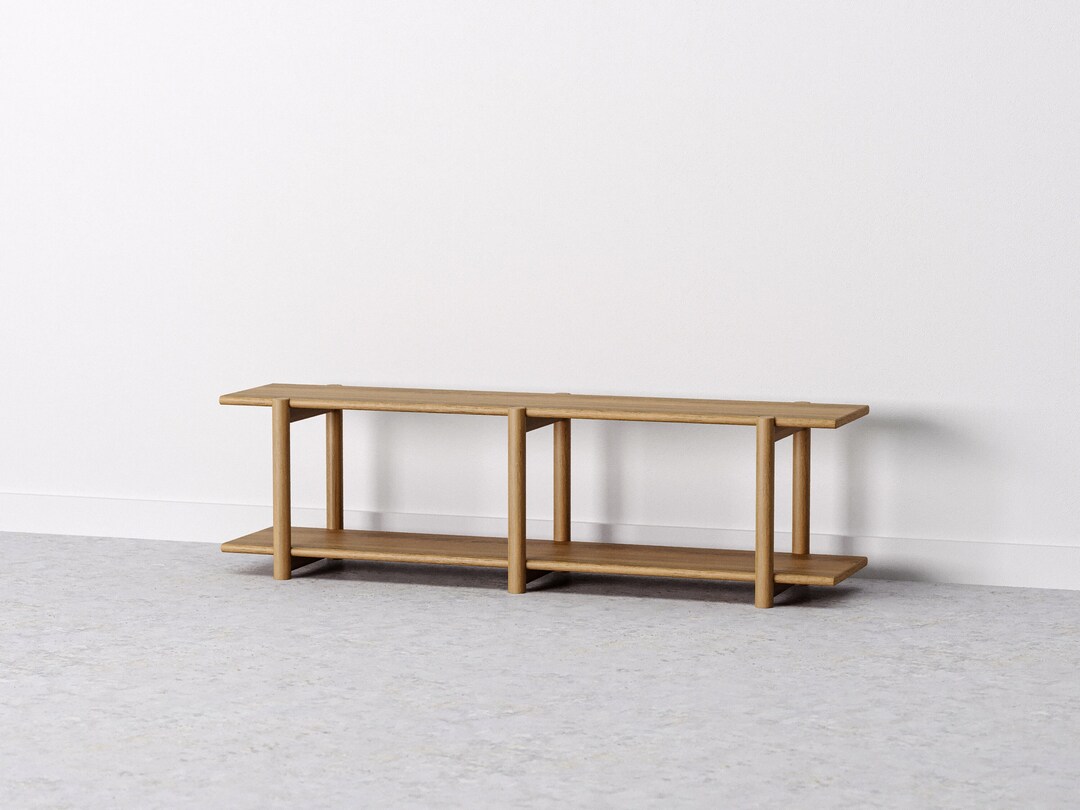 Low Shelving Unit Wooden Shelving Unit Modern Shelving Unit Solid Oak ...