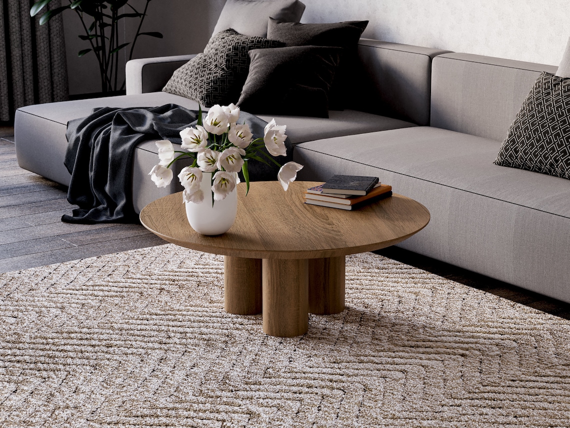 Round Coffee Table Modern Coffee Table Wood Coffee Table - Etsy