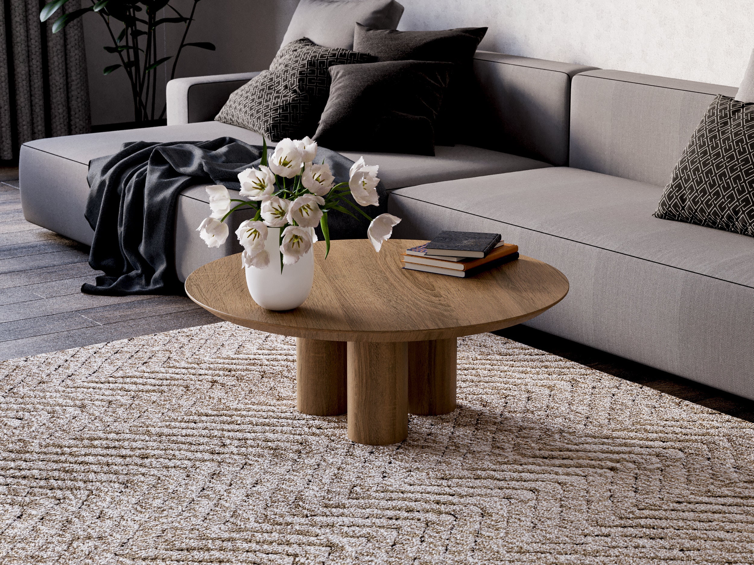 Round Coffee Table - Modern Coffee Table - Wood Coffee Table - Unique ...