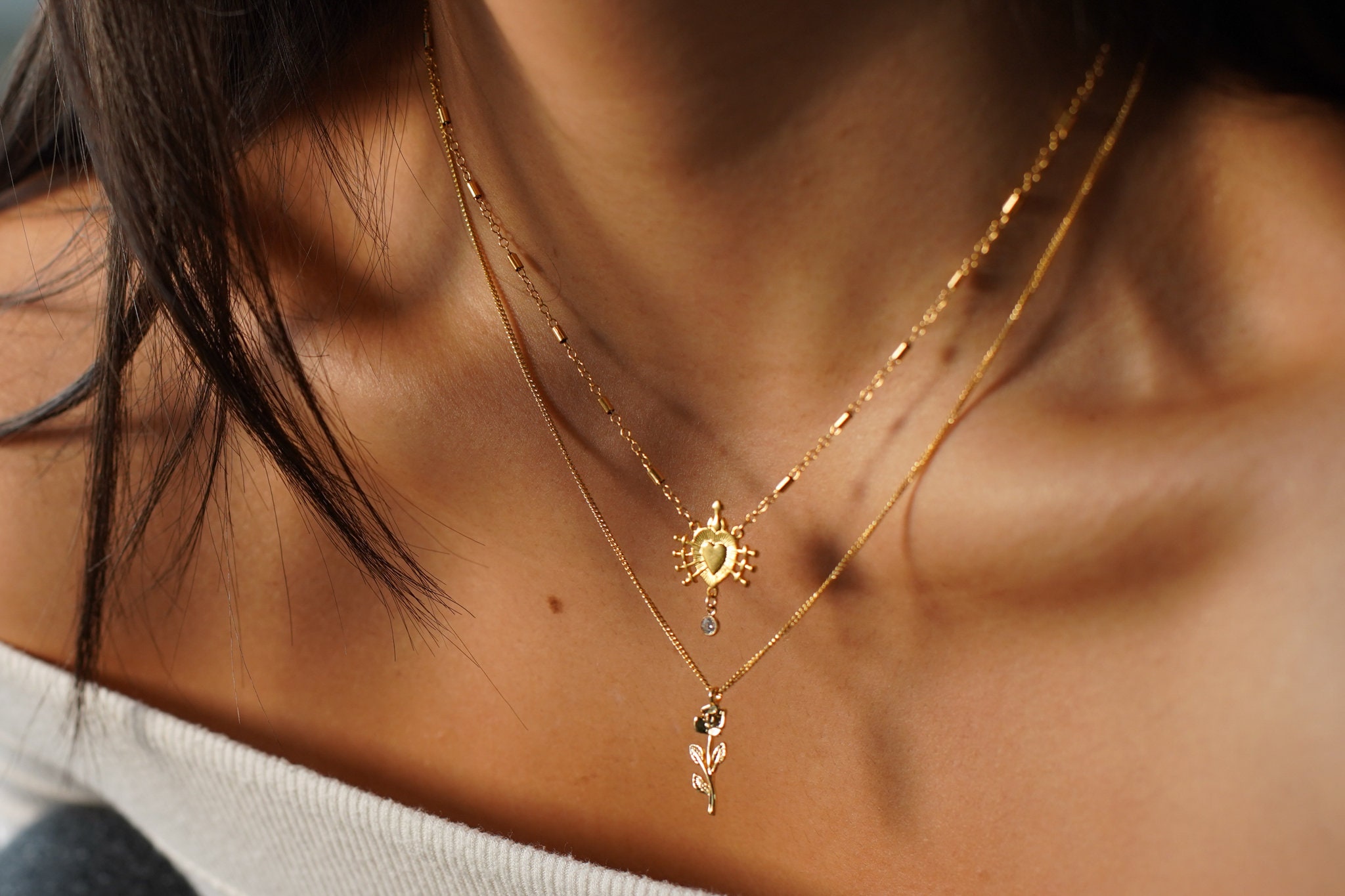 Large Heart Necklace 14k Gold Heart Necklace 20 Inch Gold - Etsy