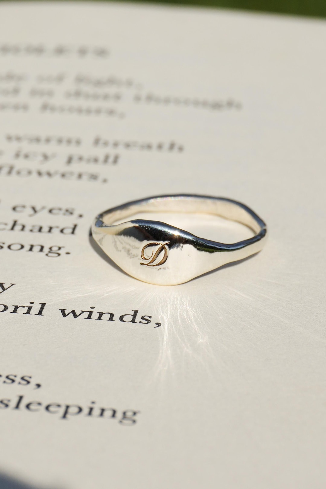 Sterling Silver Initial Signet Ring: Personalized Engraved Monogram - Etsy