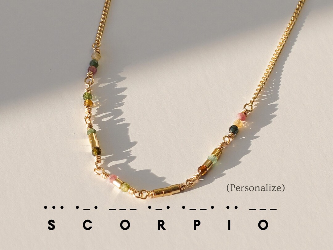 Zodiac Morse Code Necklace, Name Necklace, Custom Message Necklace ...