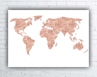 Rose Gold World Map | Etsy