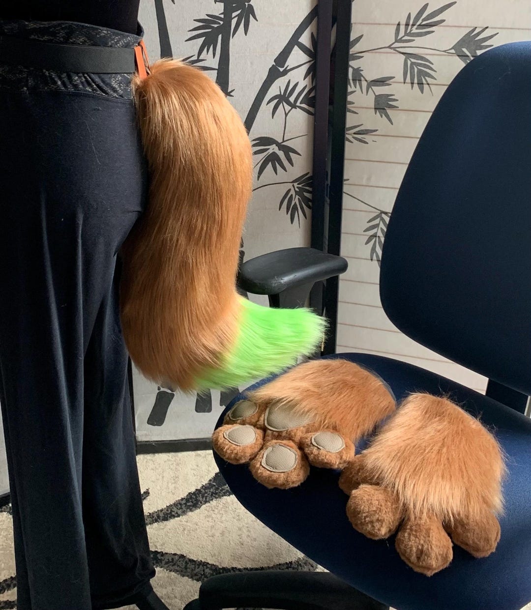 Premade Tail and Hand Paw Set / Paws Are Rust and Tan Pads With Black ...