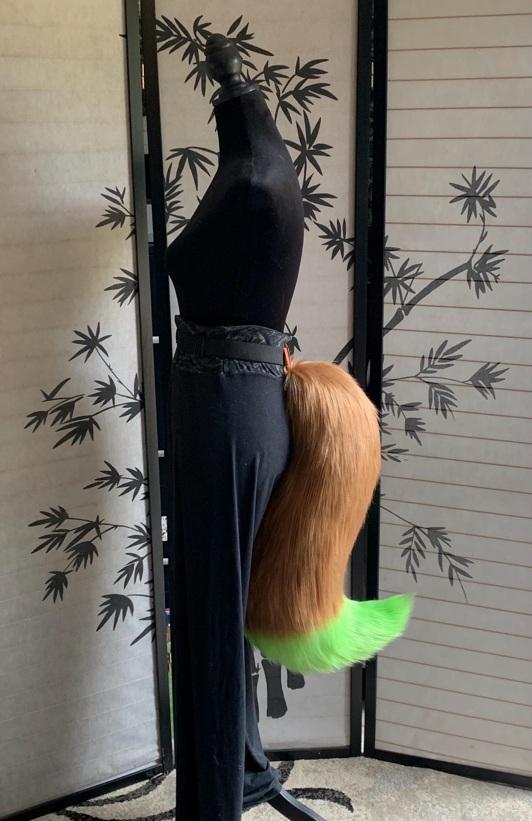 Adult Furry Tail / Rust and Lime Green - Etsy