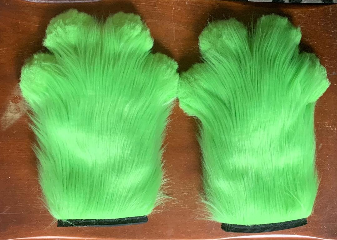 Toxic Waste lime Green and Black Fursuit Tail and Hand Paws Set - Etsy