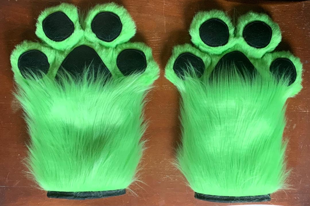 Toxic Waste lime Green and Black Fursuit Tail and Hand Paws Set - Etsy