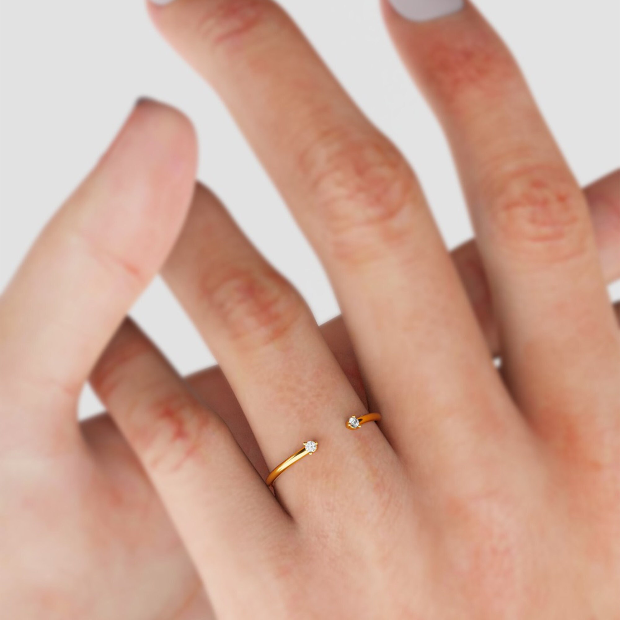 Open Diamond Ring, Baguette Diamond Ring, Cuff Ring, Anniversary Gift ...