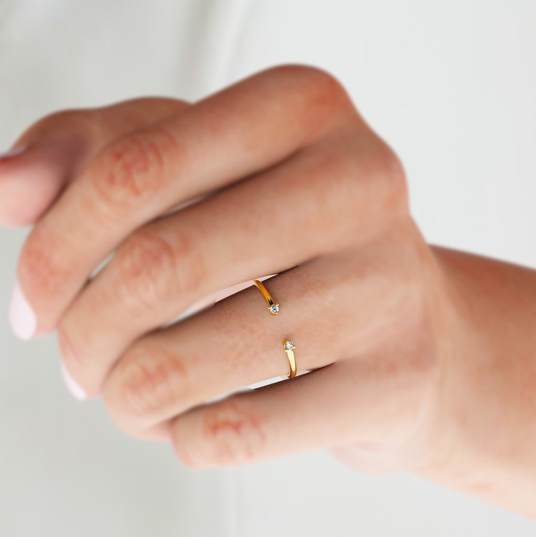 Open Diamond Ring, Baguette Diamond Ring, Cuff Ring, Anniversary Gift ...