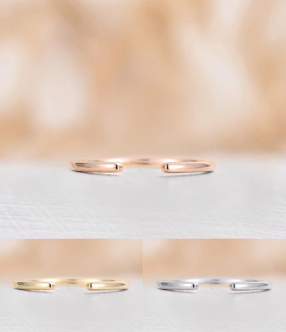 14k Solid Gold 1mm Thin Wedding Band / Minimalist Wedding Ring for ...