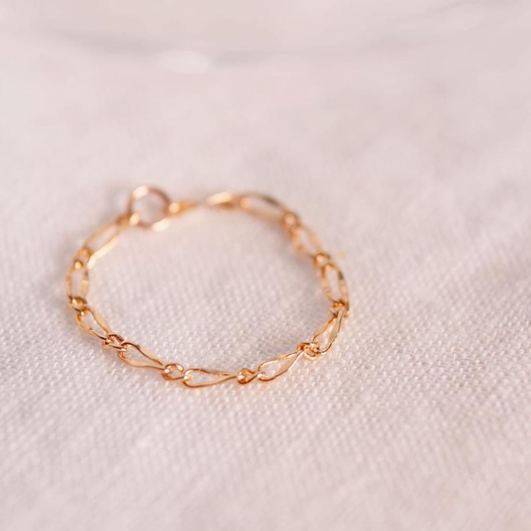 Permanent Gold Chain Ring 14K Gold Rings Gift for Her Minimalist Dainty ...