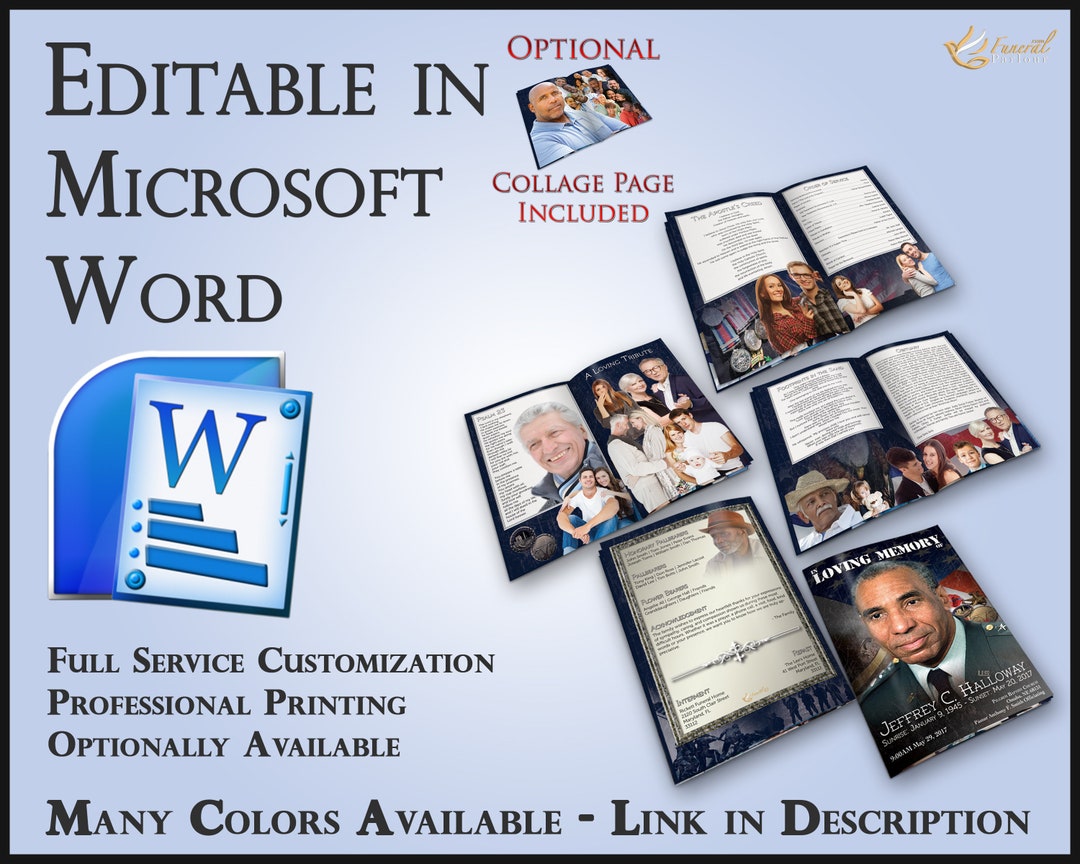 Booklet Memorial Folder Veterans Salute - 2 Sizes Included - Etsy