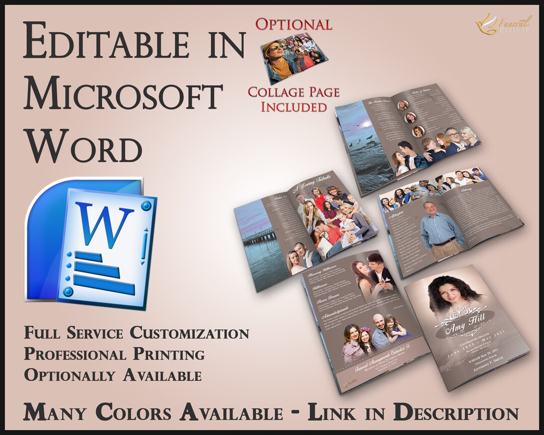 Booklet Memorial Folder Sympathy - 2 Sizes Included - Etsy