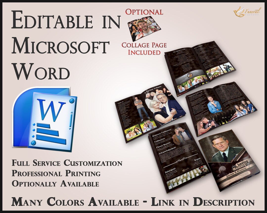 Booklet Memorial Folder Veterans Day - 2 Sizes Included - Etsy