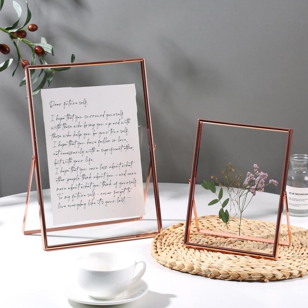 Double Sided Floating Glass Picture Frame for Pressed Flowers, Table ...