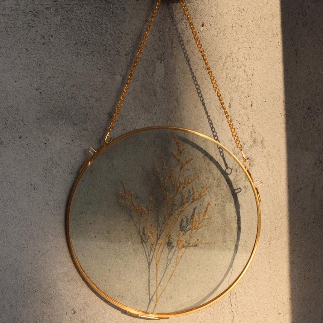 Stained Brass Floating Frame in Round, Double Sided Frame, Glass Frame ...