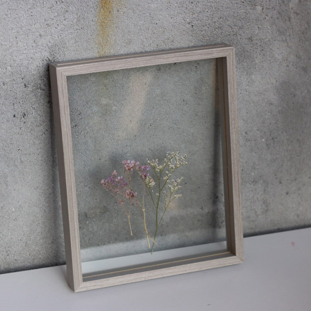 Pinewood Floating Frame in Gray Veneer, Double Sided Frame, Glass Frame ...