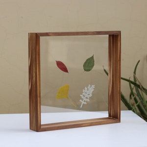 Darkened Pinewood Floating Frame, Square Photo Frame, Double Sided ...