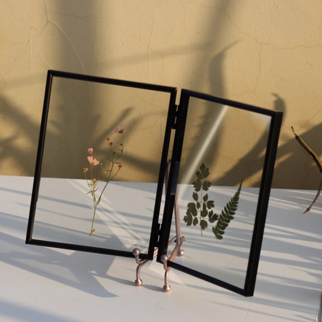 Folding Picture Frame in Black, Double Sided Floating Frame, Glass ...