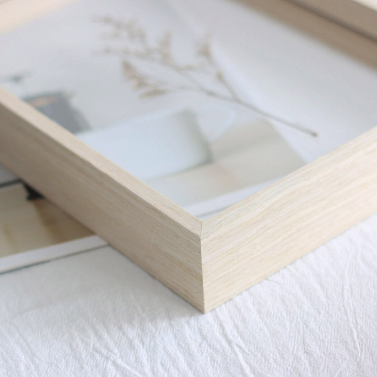 White Oak Veneer Floating Frame Customization, Double Sided Pressed ...