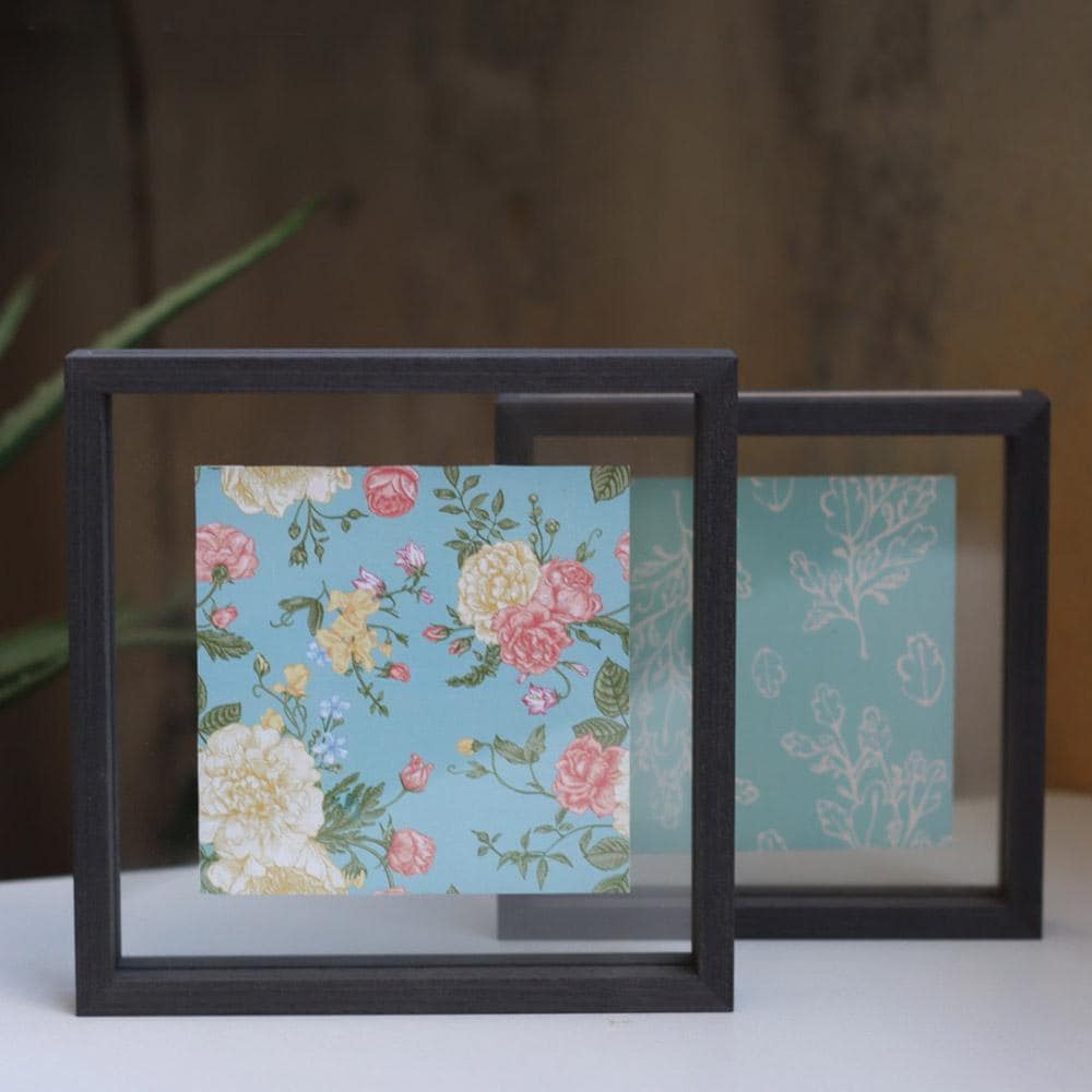 Black Veneer Floating Frame, Double Sided Glass, Frame for Pressed ...