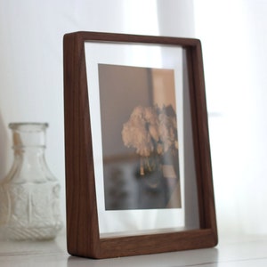 Dark Walnut Floating Frame, Double Sided Picture Frame, Solid Wood ...