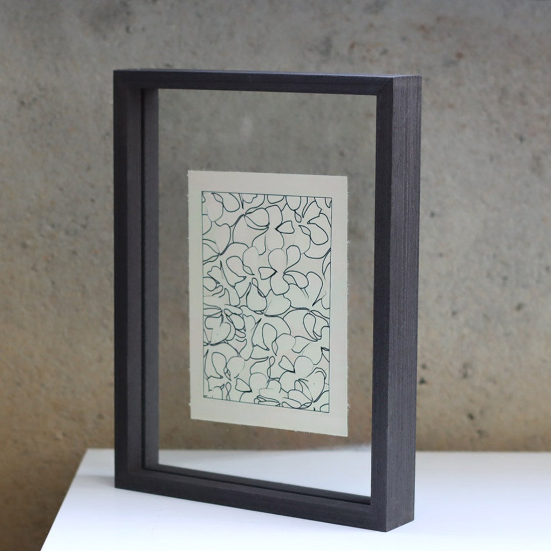 Textured Black Floating Frame, Double Side Frame, Rustic Picture Frame ...