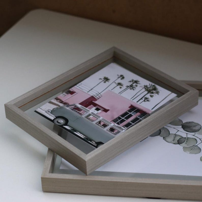 Pinewood Floating Frame in Gray Veneer, Double Sided Frame, Glass Frame ...