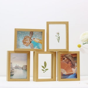 Wood Veneered Floating Frames for Photo Collage, Double Sided, Glass ...